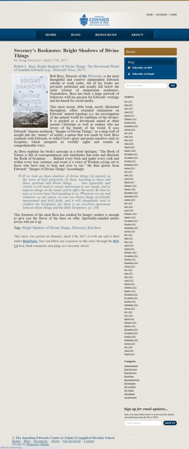 Douglas Sweeney’s Review of Bright Shadows of Divine Things – JESociety